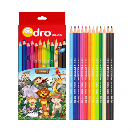 PAQUET DE 12 CRAYONS COULEURS DRO COLORS