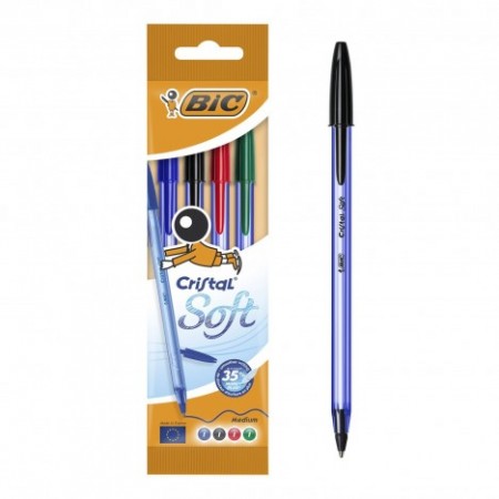 POCHETTE DE 4 STYLOS CRISTAL SOFT - BIC AVEC LE PRIX LE MOINS CHER EN ...