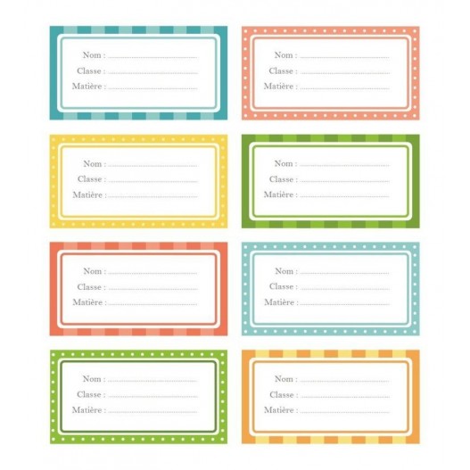 PAQUET DE 5 ETIQUETTES DE NOM SCOLAIRE -AMZ